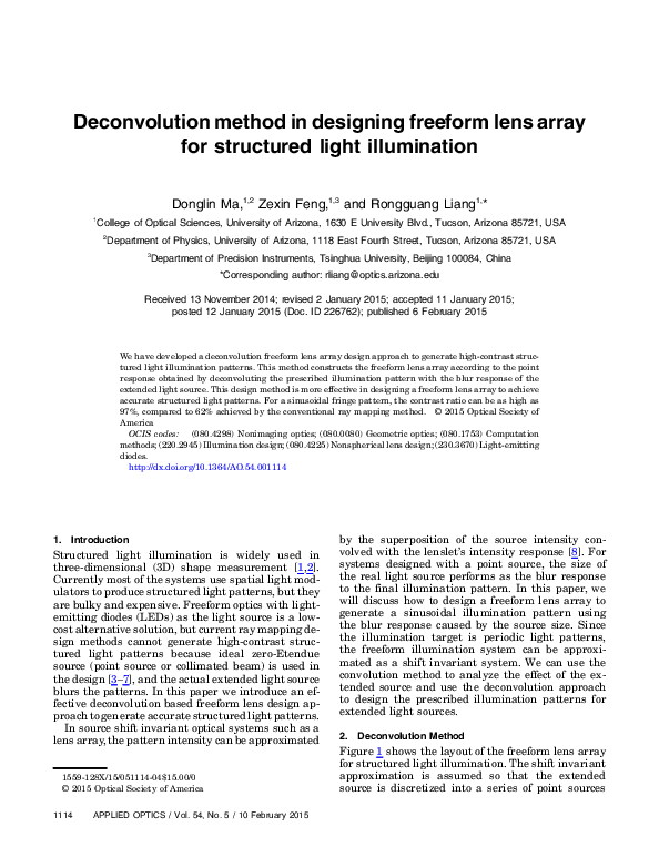 Pdf Deconvolution Method In Designing Freeform Lens Array For