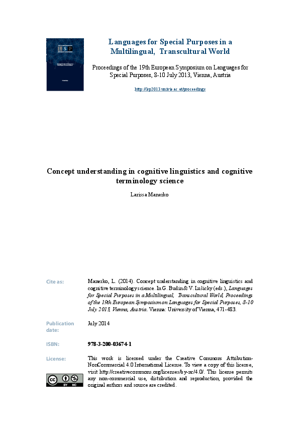 (PDF) Concept understanding in cognitive linguistics and cognitive ...