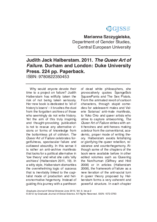 (PDF) "The Queer Art of Failure" by Judith Jack Halberstam