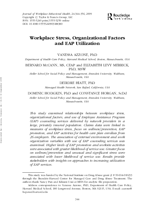 (PDF) Workplace Stress, Organizational Factors and EAP Utilization