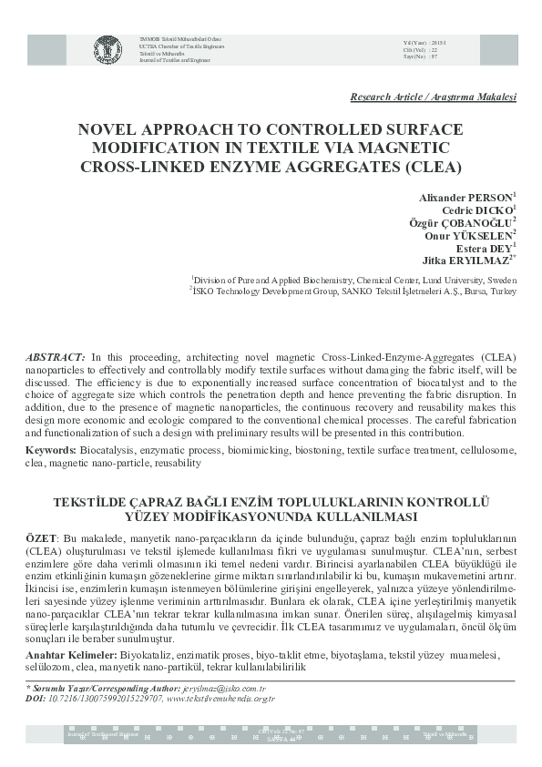 (PDF) NOVEL APPROACH TO CONTROLLED SURFACE MODIFICATION IN TEXTILE VIA ...