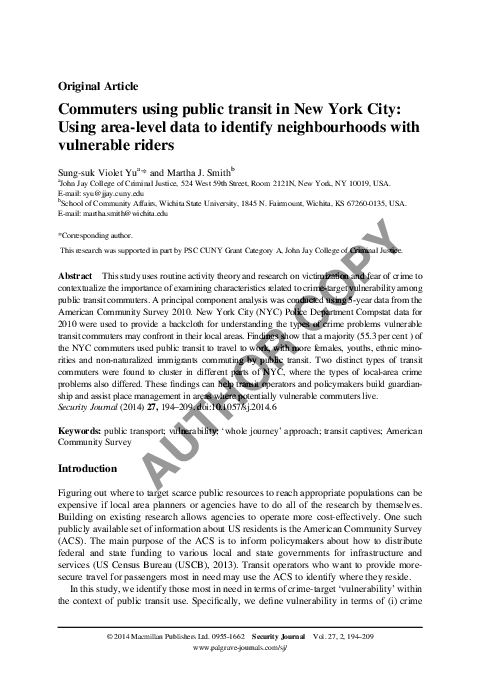 (PDF) Commuters using public transit in New York City: Using area-level data to identify ...