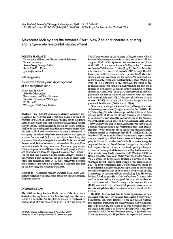(PDF) Alexander McKay and the Awatere Fault, New Zealand: ground ...