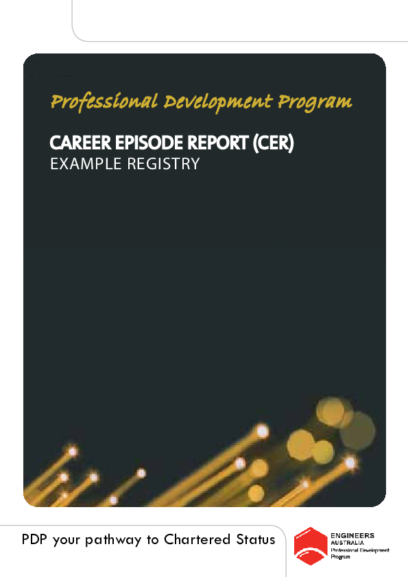 (PDF) Professional Development Program CAREER EPISODE REPORT (CER ...