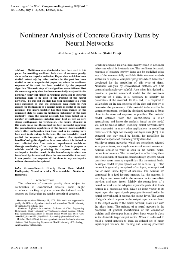 (PDF) Nonlinear Analysis of Concrete Gravity Dams by Neural Networks