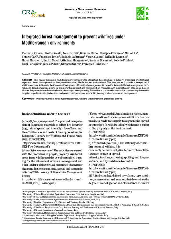 (PDF) Integrated forest management to prevent wildfires under ...