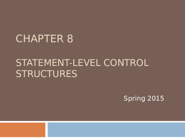 Ppt Lecture Material For Chapter 08 Statement Level Control Structures Krishna Das