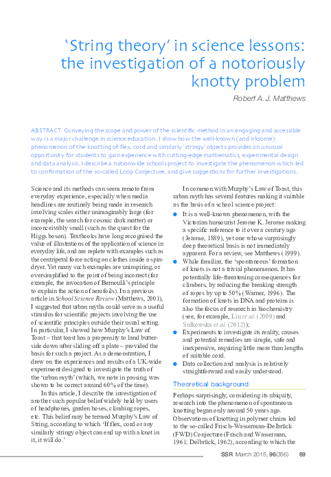 (PDF) "String theory" in science lessons: the investigation of a ...