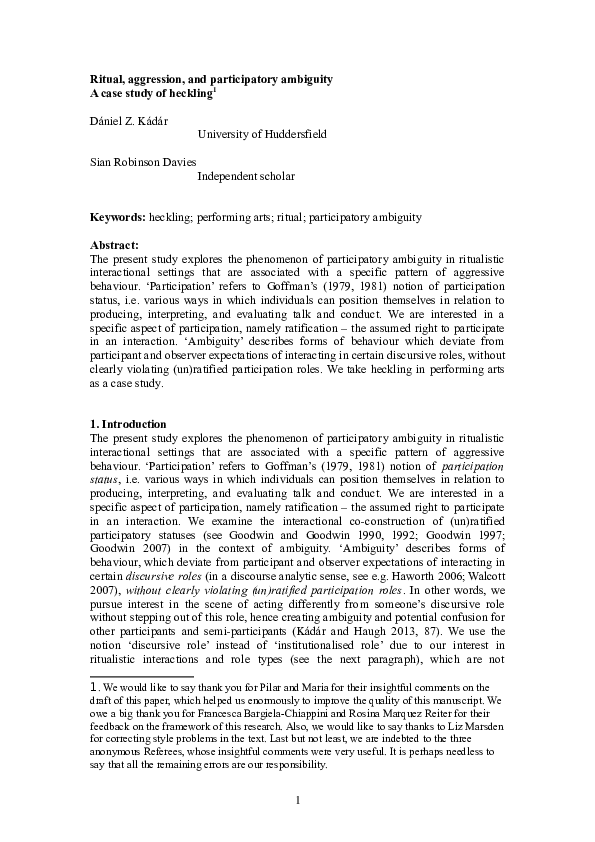 (DOC) Ritual, aggression, and participatory ambiguity A case study of ...