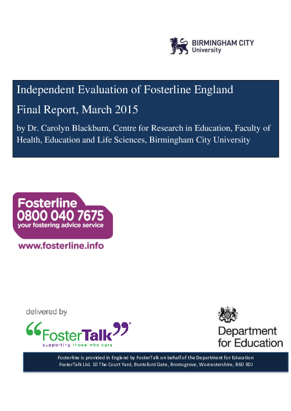 (PDF) Independent Evaluation of Fosterline England