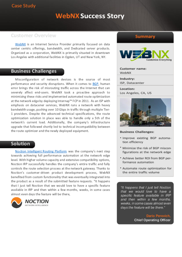 (PDF) Minimizing the risk of BGP misconfigurations at the network edge - WebNX Case Study