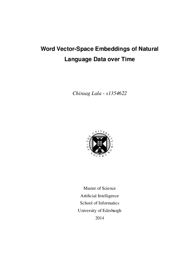 (PDF) MSc Thesis: Word Vector-Space Embeddings of Natural Language Data ...