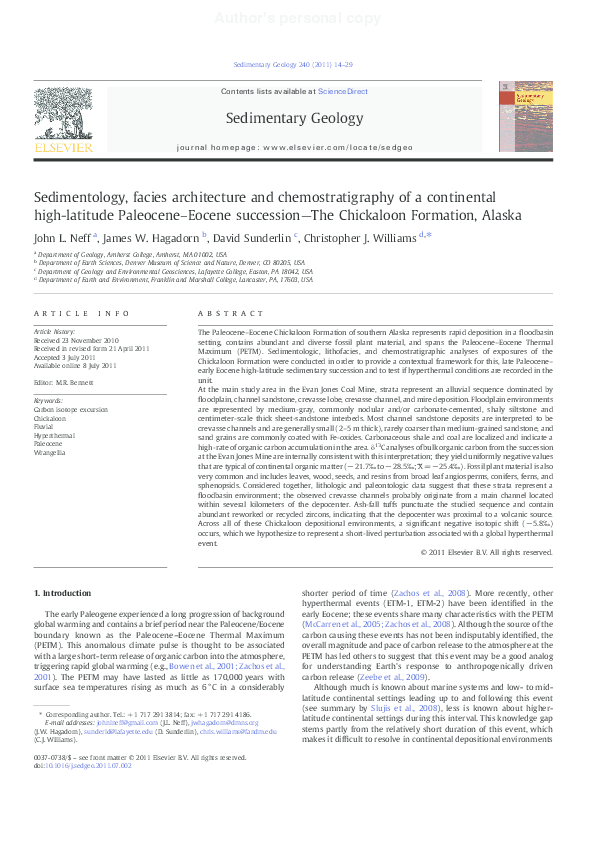 Sedimentology, facies architecture and chemostratigraphy of a ...