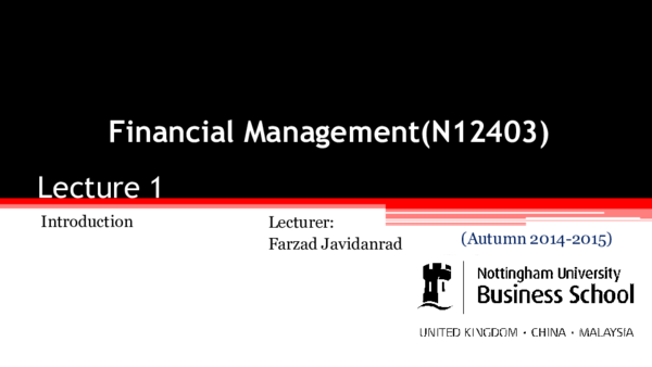 (PDF) Financial Management (Lecture 1)
