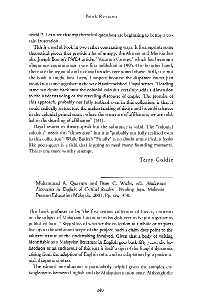 (PDF) Review of Malaysian Literature in English: A Critical Reader by ...