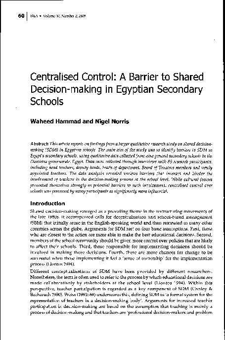 (PDF) Centralised Control: A Barrier to Shared Decision-making in ...