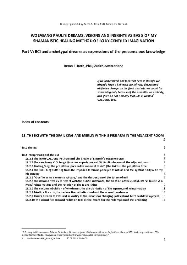 (PDF) WOLFGANG PAULI'S DREAMS, VISIONS AND INSIGHTS AS BASIS OF MY ...