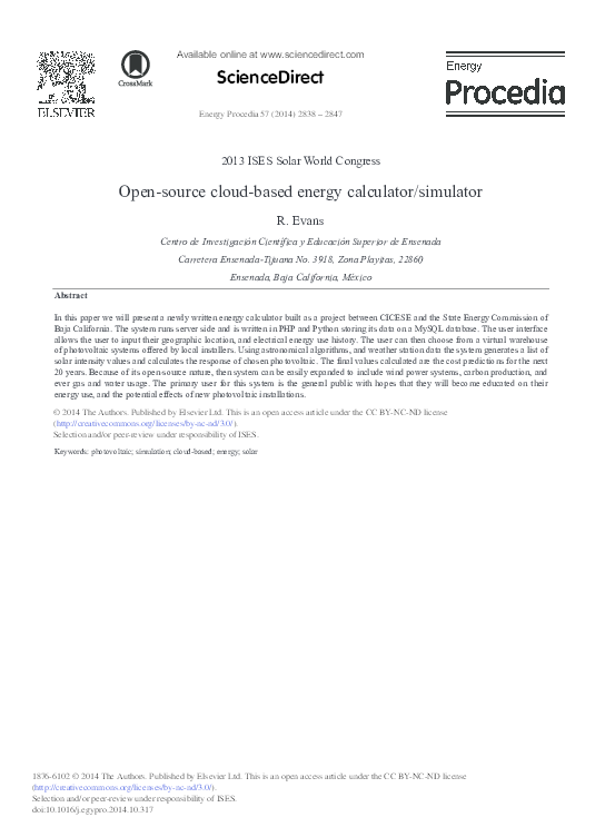 (PDF) Open-source cloud-based energy calculator/simulator