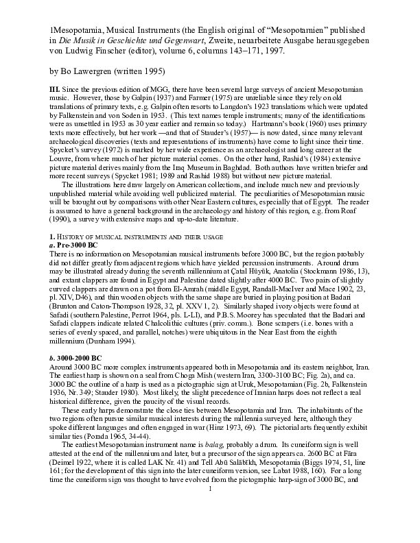 (DOC) Mesopotamian Music (Pre-Islamic) in English