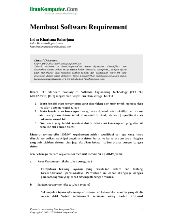 (PDF) Membuat Software Requirements