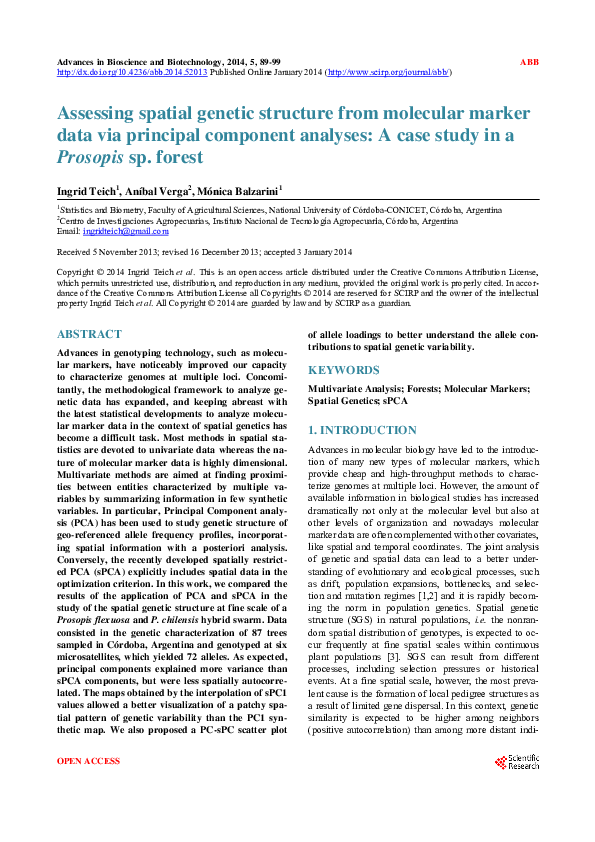(PDF) Assessing spatial genetic structure from molecular marker data ...