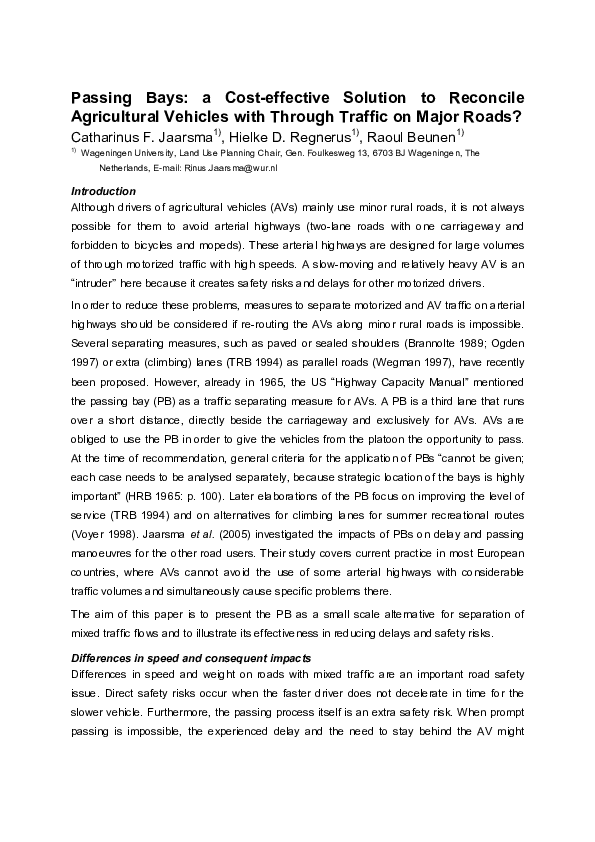 (PDF) Passing Bays: a Cost-effective Solution to Reconcile Agricultural ...