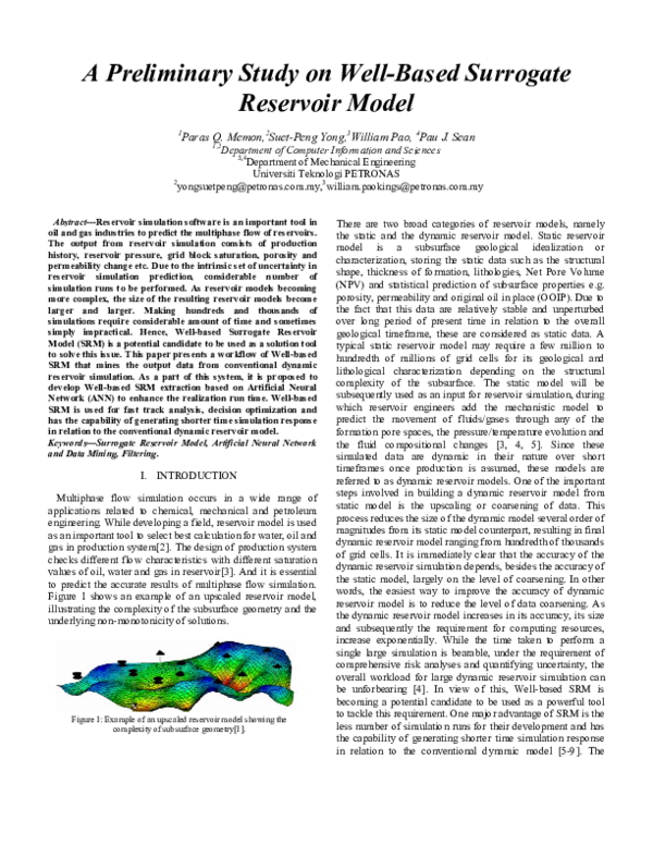 (PDF) Preliminary Study on Well-Based Surrogate Reservoir Model
