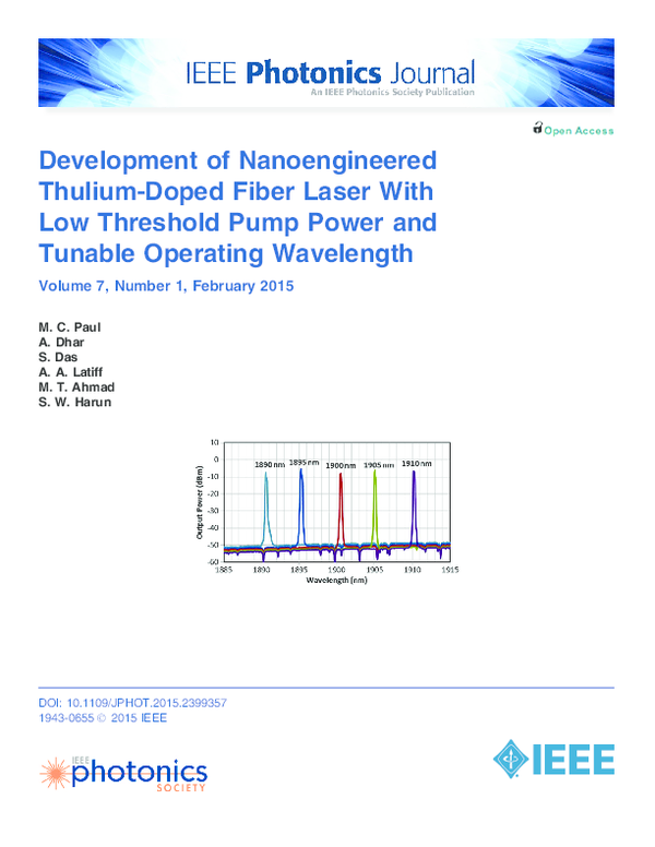 (PDF) Development of Nanoengineered Thulium-Doped Fiber Laser With Low ...