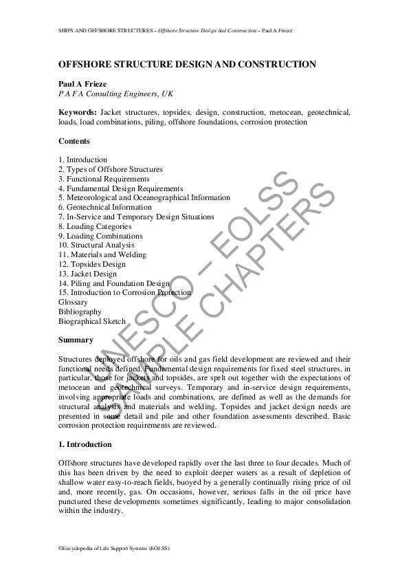 (PDF) OFFSHORE STRUCTURE DESIGN AND CONSTRUCTION
