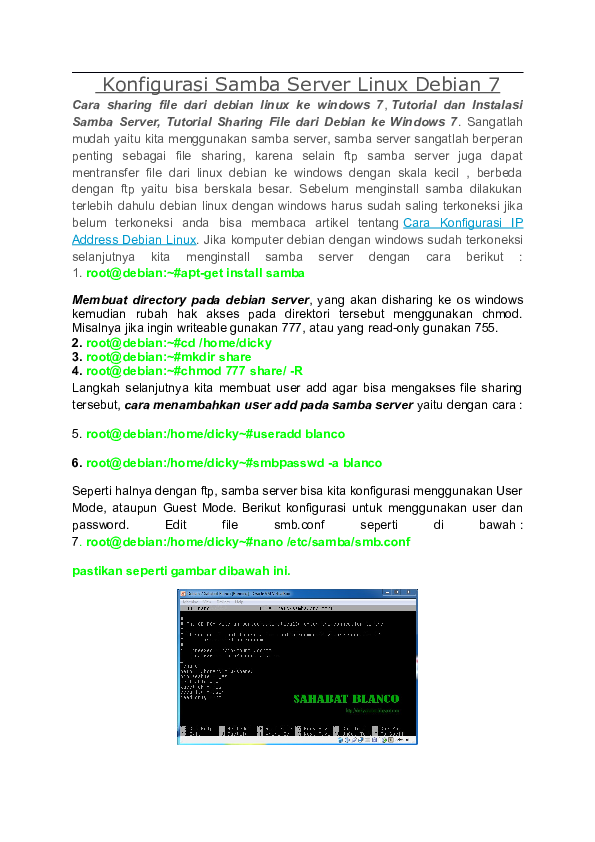 (DOC) Konfigurasi Samba Server Linux Debian 7