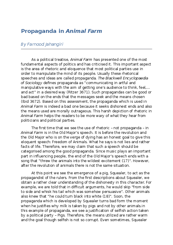 (DOC) Propaganda in Animal Farm