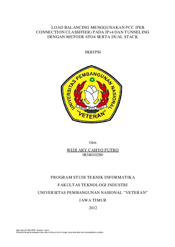 Pdf Load Balancing Menggunakan Pcc Per Connection Classifier Pada Ipv4 Dan Tunneling