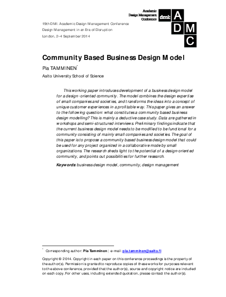 (PDF) Community Based Business Design Model
