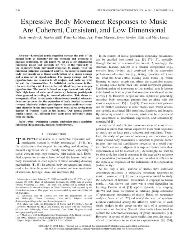 (PDF) Expressive Body Movement Responses to Music Are Coherent ...