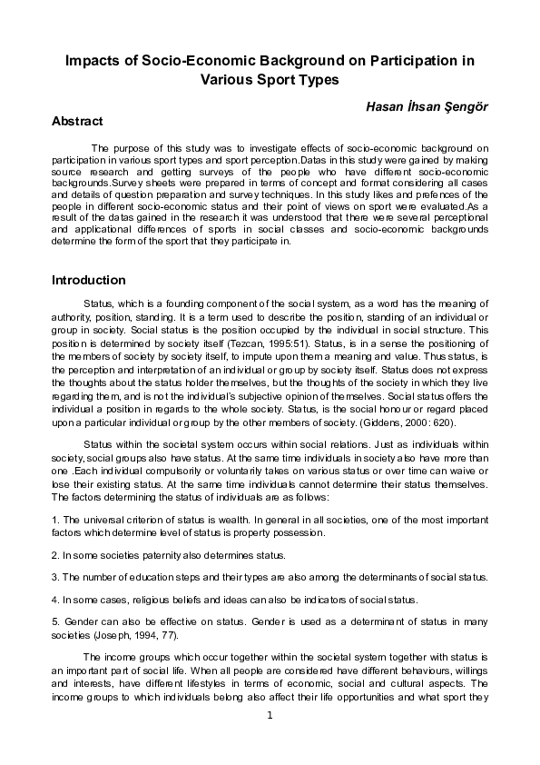 (DOC) Impacts of Socio-Economic Background on Participation in Various ...