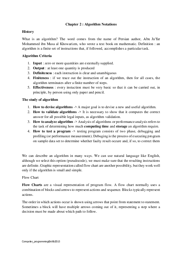 (PDF) Chapter 2 : Algorithm Notations