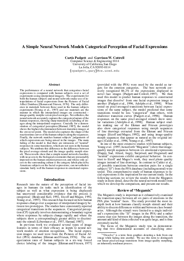 (PDF) Padgett, Curtis and Cottrell, Garrison W. (1998) A simple neural ...