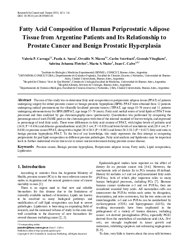 (PDF) Fatty Acid Composition of Human Periprostatic Adipose Tissue from ...