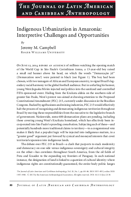 (PDF) Indigenous Urbanization in Amazonia: Interpretive Challenges and ...