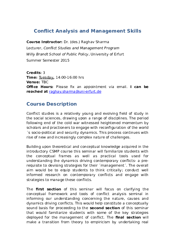 (DOC) Conflict Analysis and Management