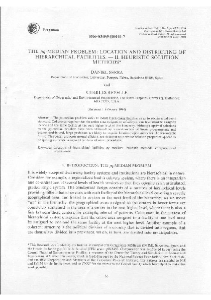 (PDF) The pq-median problem part II: Heuristic solution methods