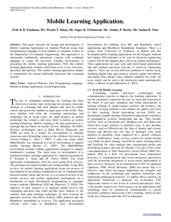 Pdf Mobile Learning Application