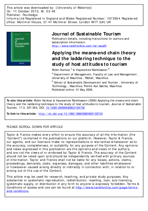 (PDF) The Potential of Using the Means-End Chain Theory and the ...