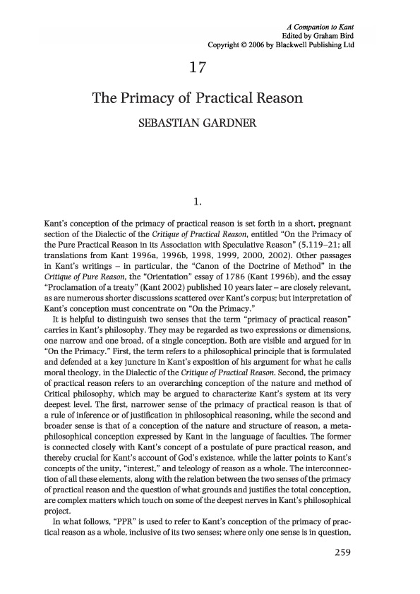 (PDF) Primacy of Practical Reason