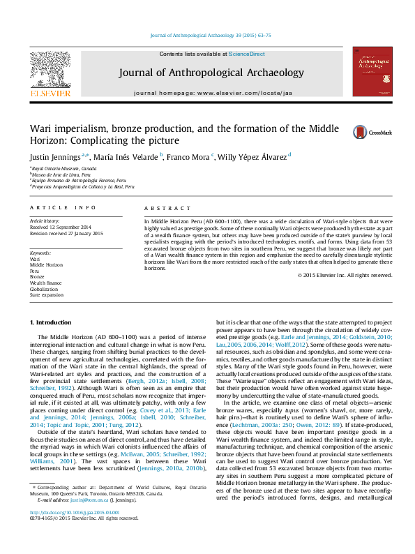 (PDF) 2015, Justin Jennings, María Inés D. Velarde, Franco Mora, and ...