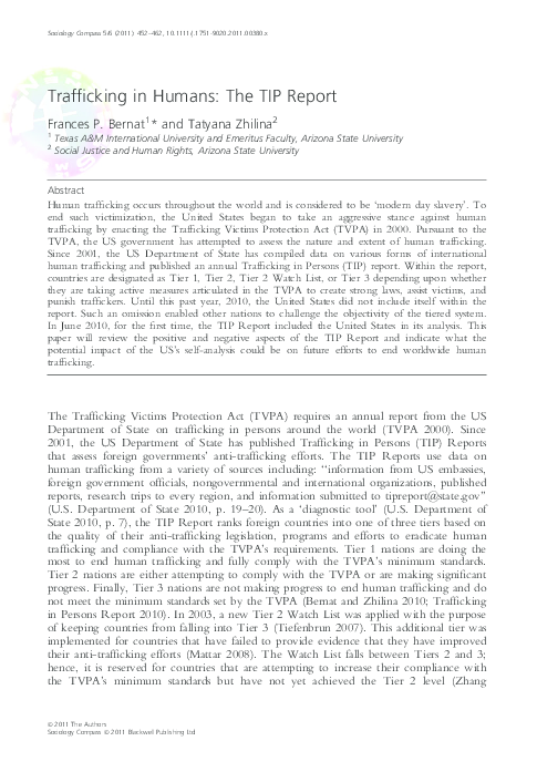 (PDF) Trafficking in Humans: The TIP Report