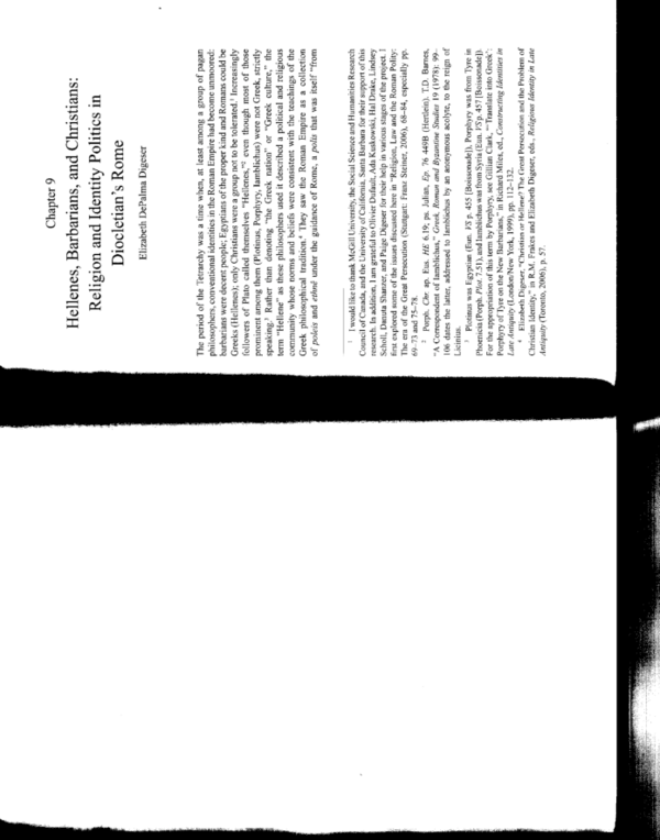 "Hellenes, Barbarians and Christians: Religion and Identity Politics in ...