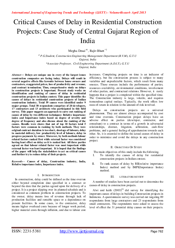 (PDF) Critical Causes of Delay in Residential Construction Projects ...