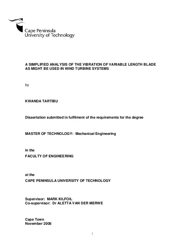(PDF) A SIMPLIFIED ANALYSIS OF THE VIBRATION OF VARIABLE LENGTH BLADE ...