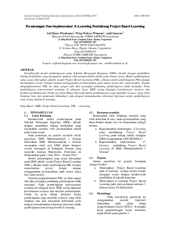 (PDF) Perancangan Dan Implementasi E-Learning Pendukung Project Based ...